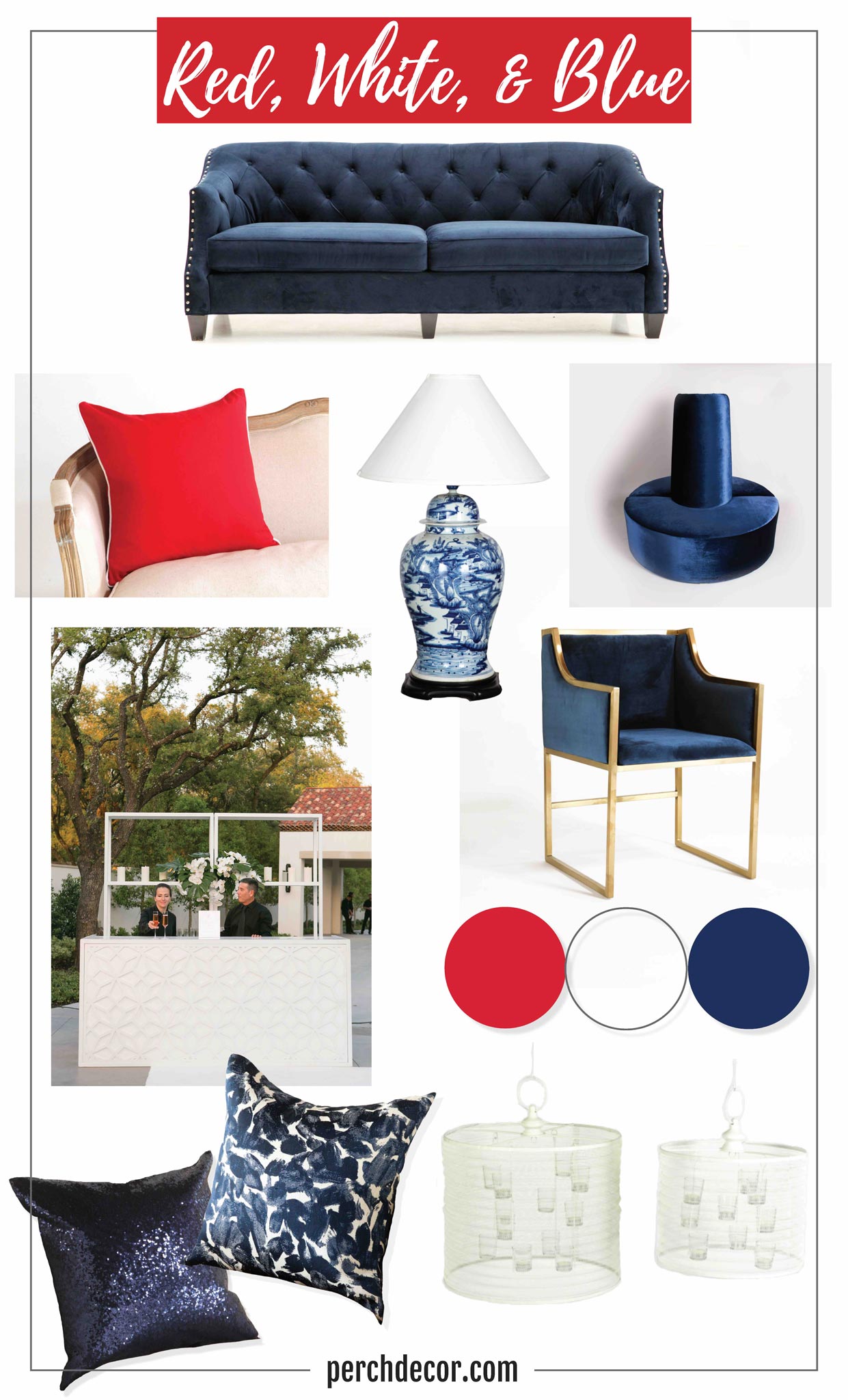 Color Story: Red, White, and Blue Event Design Inspiration - Perch Decor