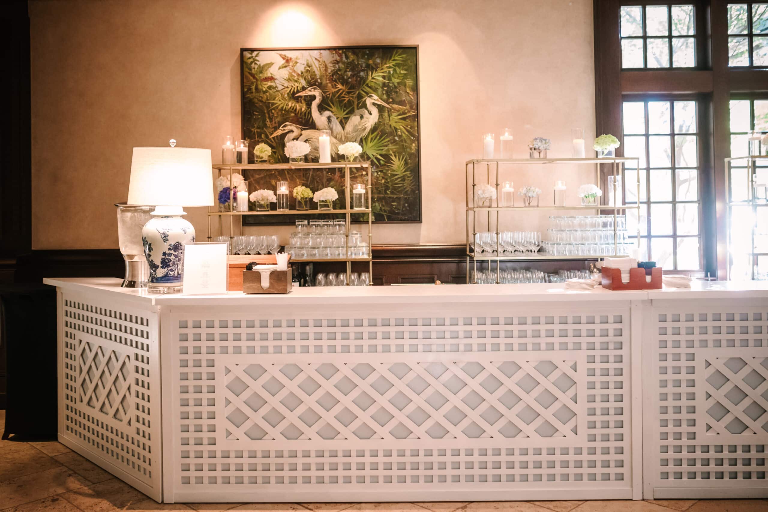 White Lattice Bar Facade - Perch Decor