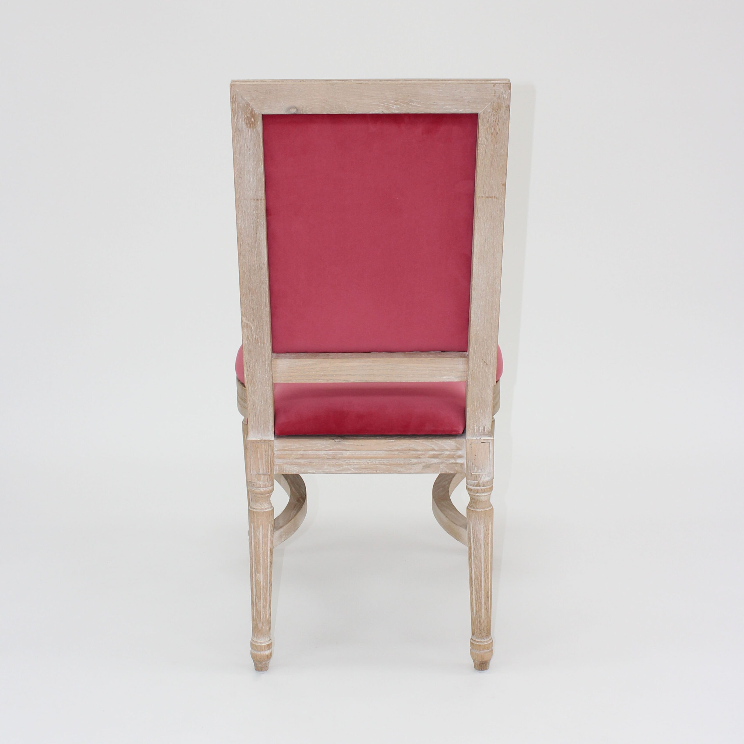 Natural Wood Arthur Dining Chair with Coral Velvet Cushion - Perch Decor