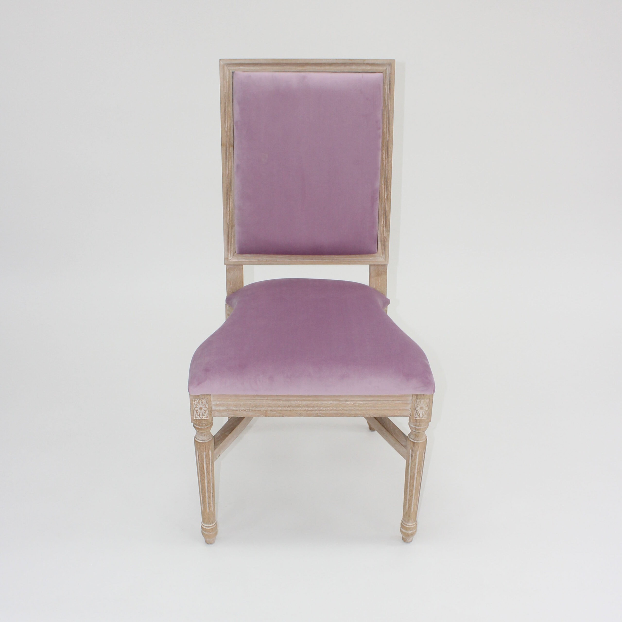 Natural Wood Arthur Dining Chair with Lilac Velvet Cushion - Perch Decor