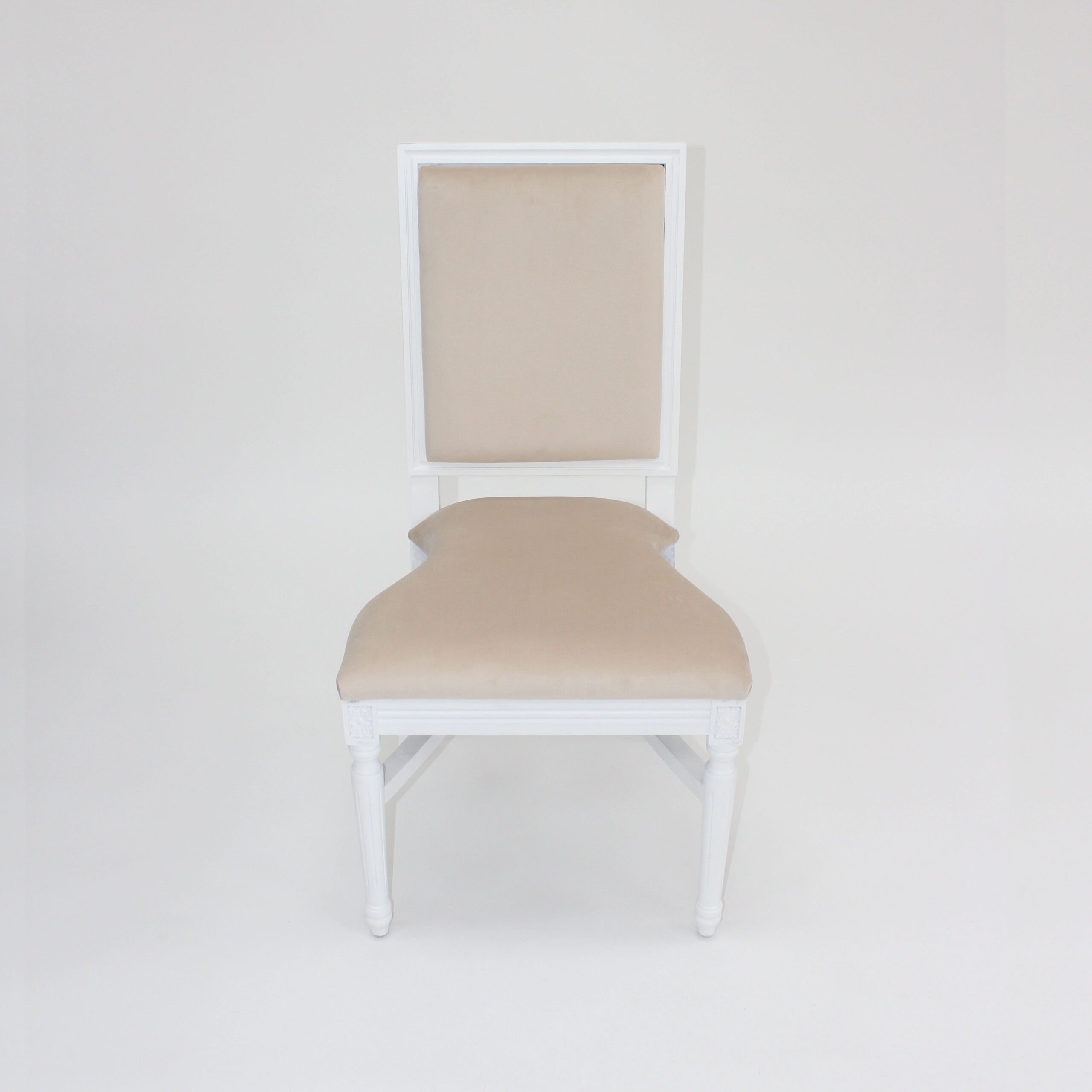 White Arthur Dining Chair with Champagne Velvet Cushion - Perch Decor
