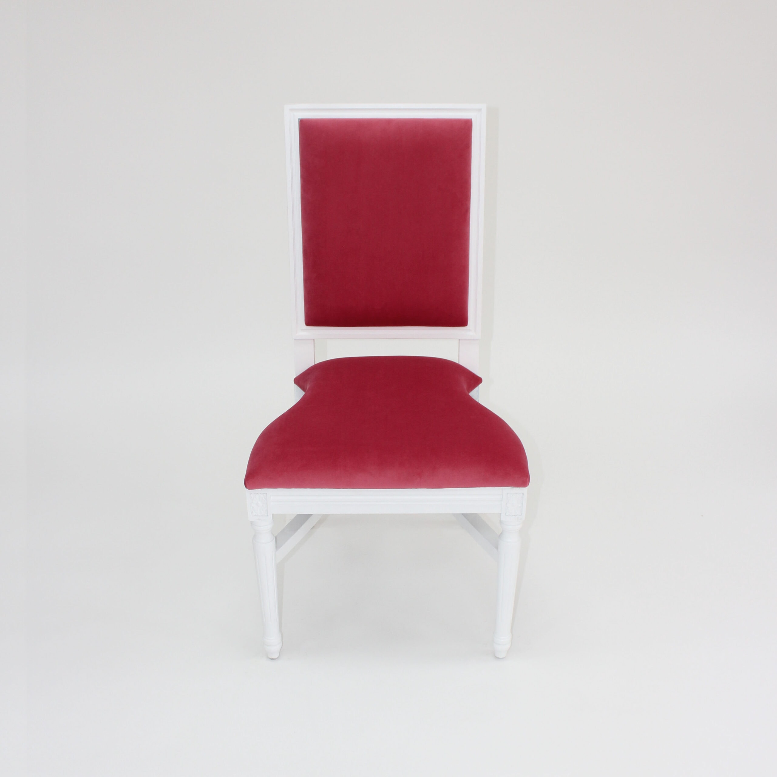 White Arthur Dining Chair with Coral Velvet Cushion - Perch Decor