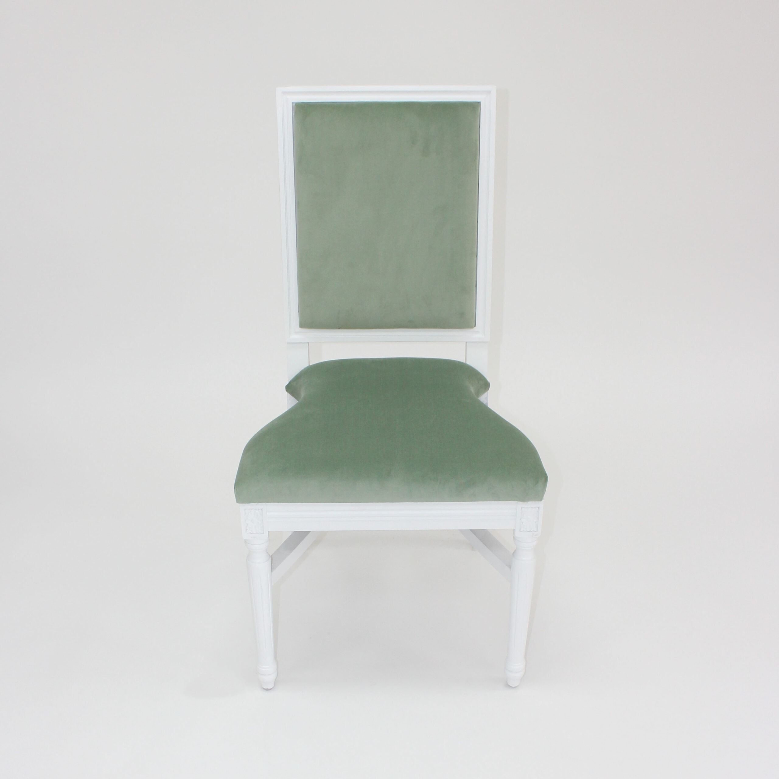 White Arthur Dining Chair with Green Velvet Cushion - Perch Decor