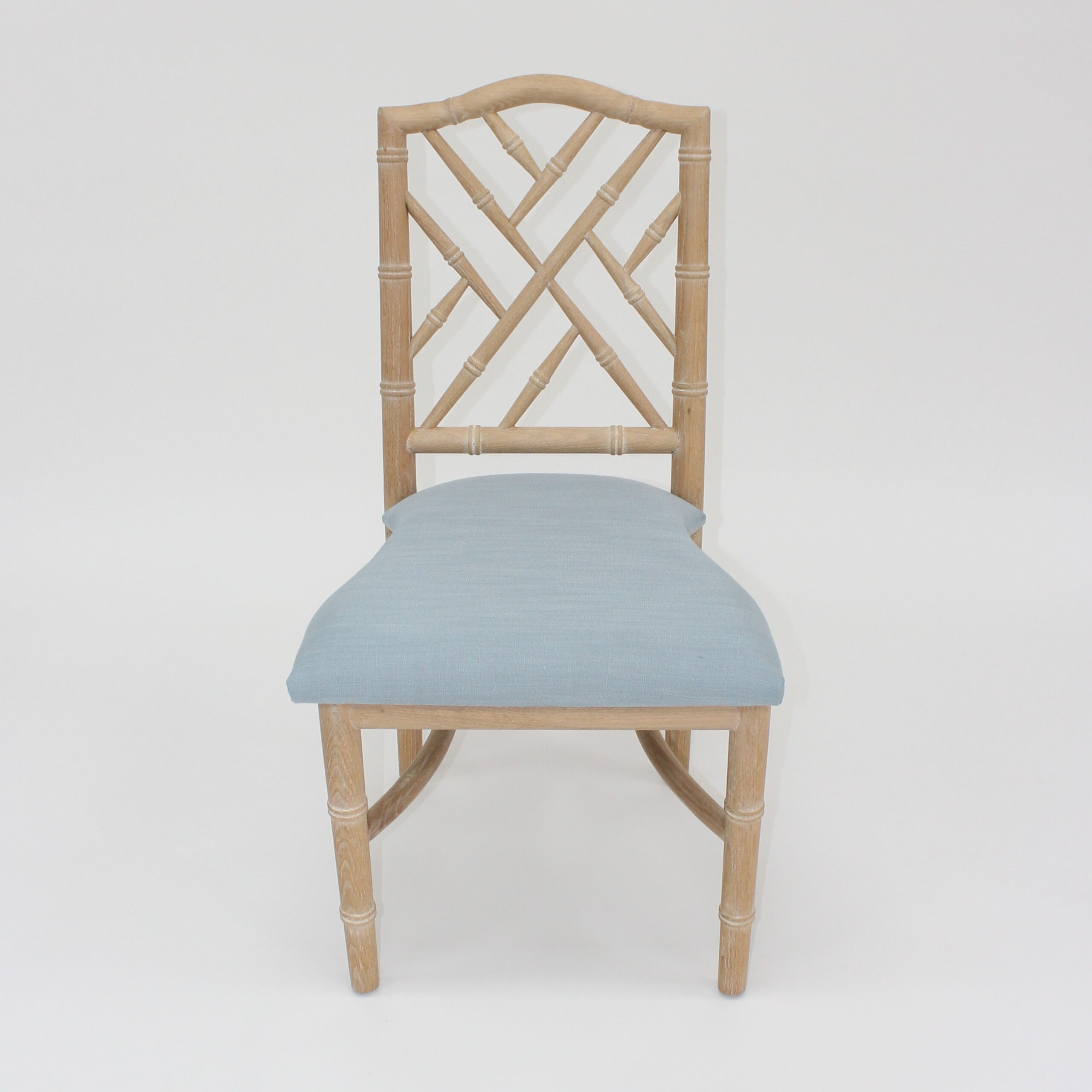 Natural Wood Gracie Dining Chair with Light Blue Linen Cushion - Perch ...