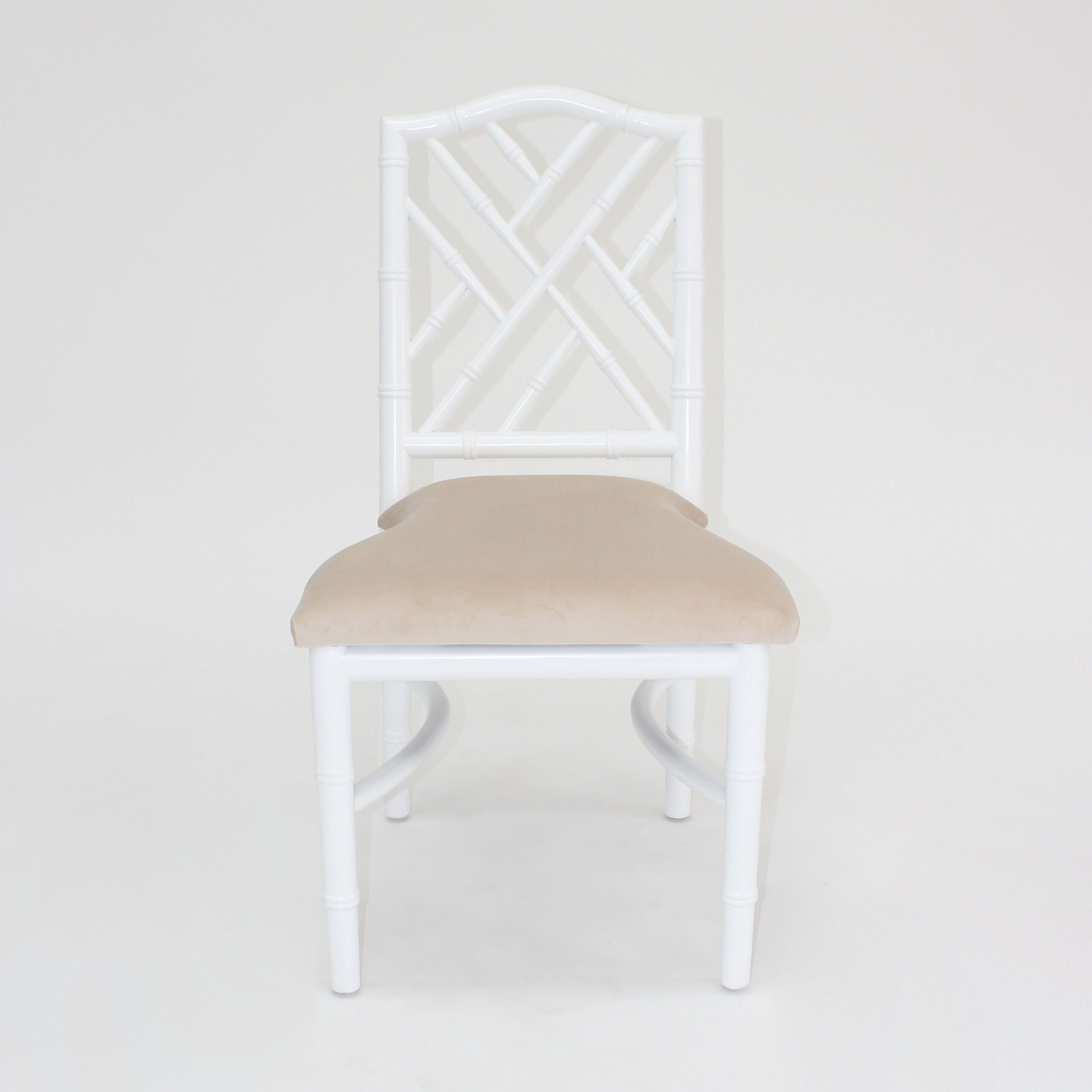 White Gracie Dining Chair with Champagne Velvet Cushion - Perch Decor
