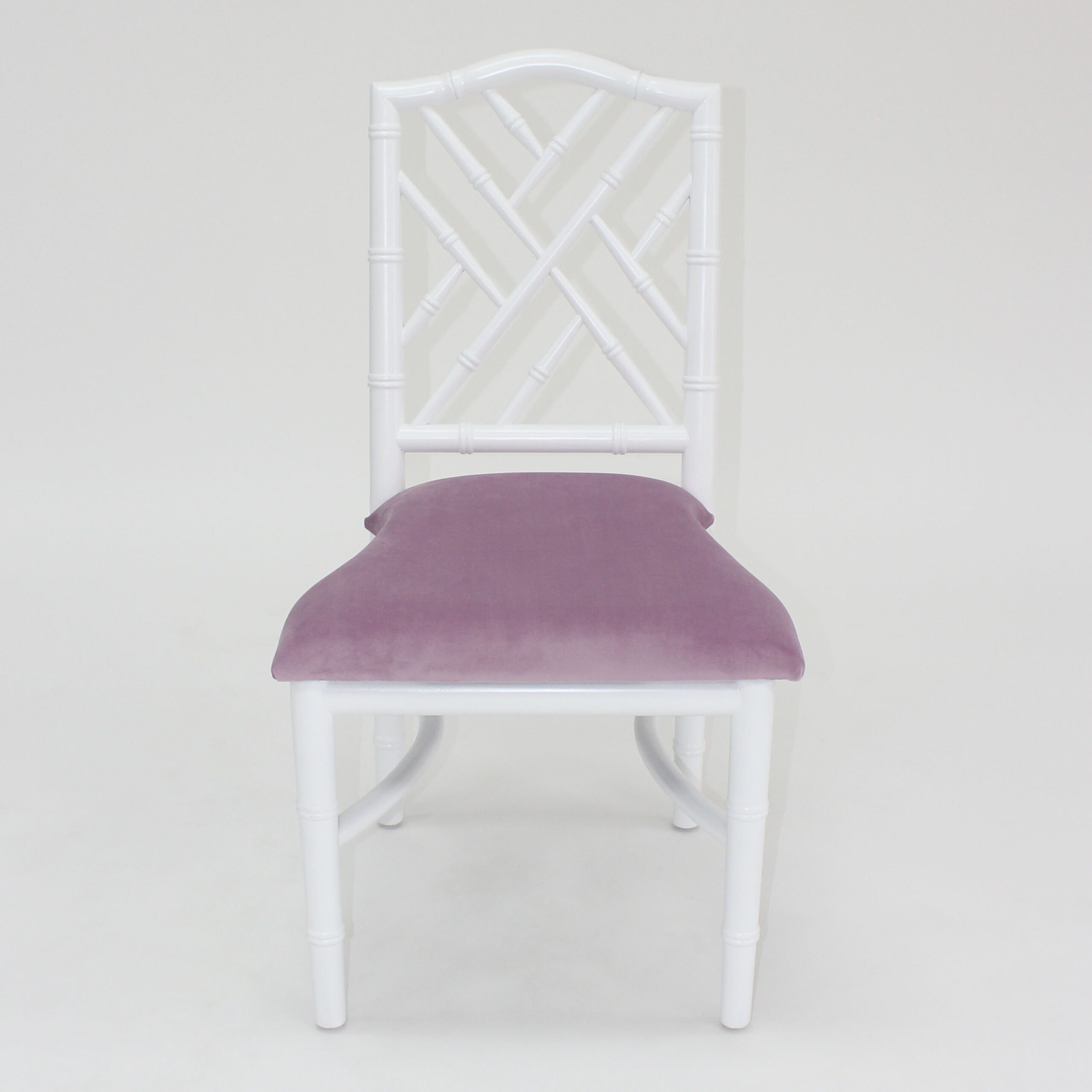 White Gracie Dining Chair with Lilac Velvet Cushion - Perch Decor